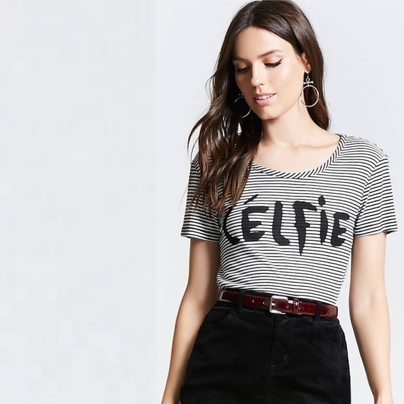 Forever 21 | Tops | Nwt Forever 2 Celfie Logo Short Sleeve Top | Poshmark